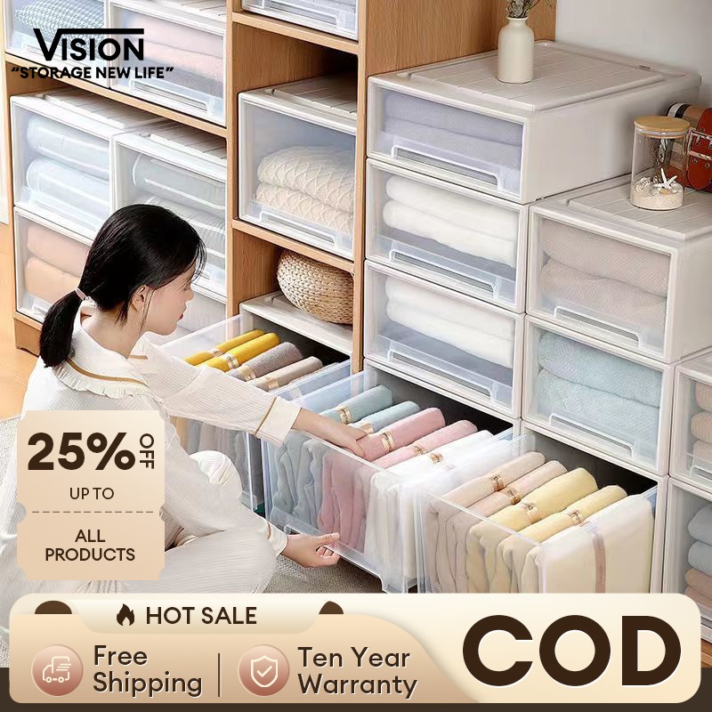 Vision Storage Box Organizer Clothes Drawer Transparent Plastic Storage ...