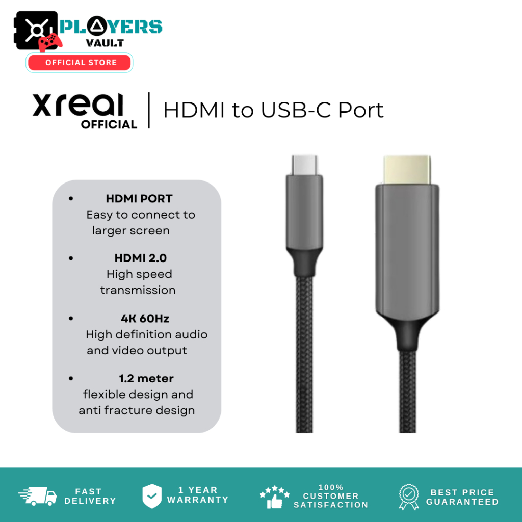XREAL HDMI to C and C-C Cable 4K transmission for Xreal Beam, Nintendo ...