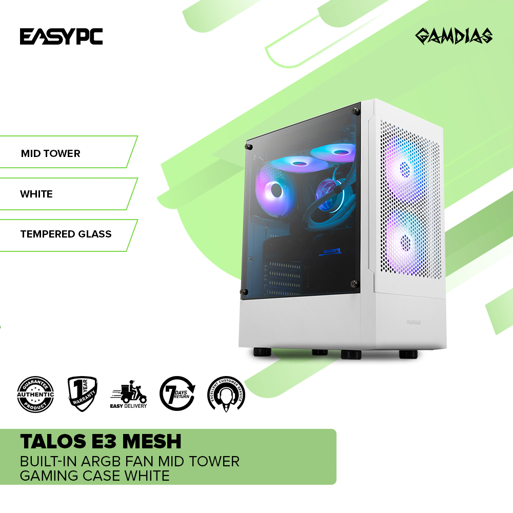 EasyPC | Gamdias Athena M3/Talos E3 Mesh Built-in ARGB Fan Mid Tower ...