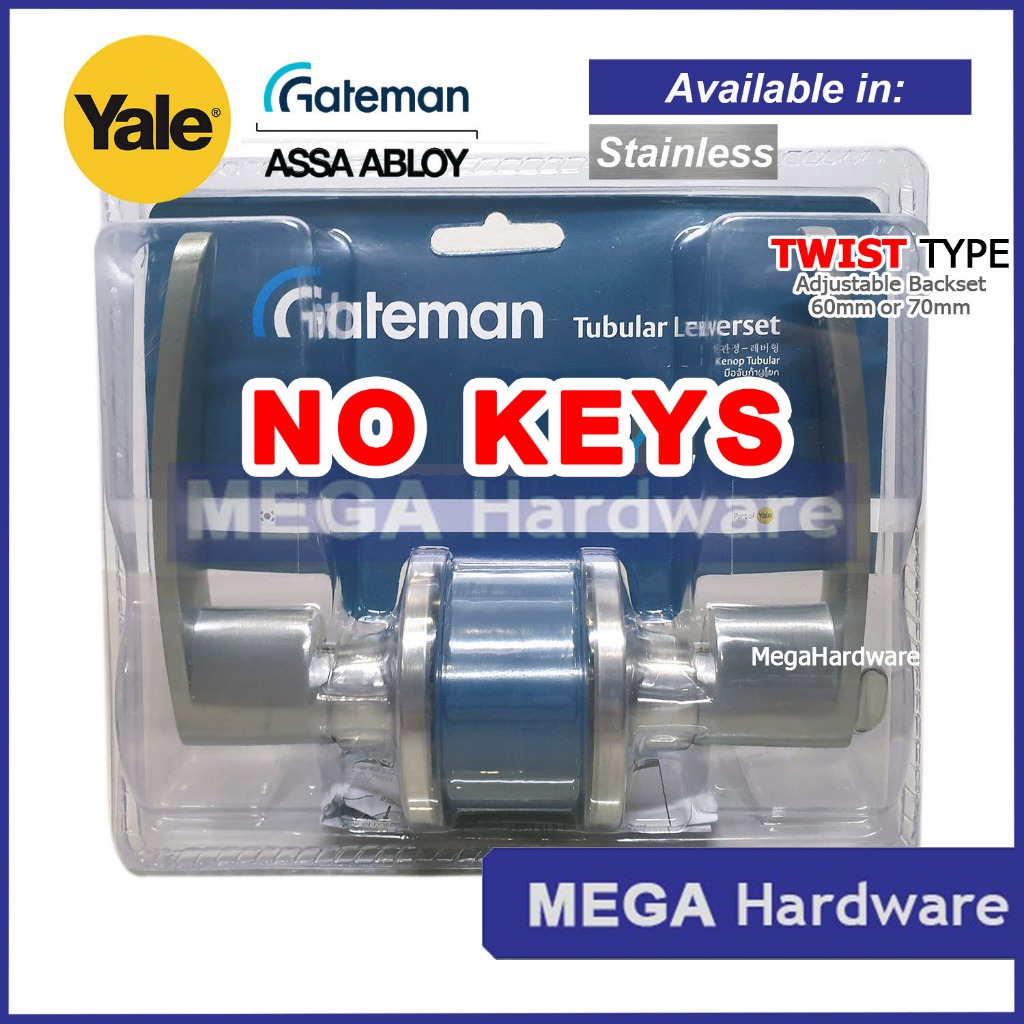 Yale Gateman Lockset Door Knob or Lever Type (TWIST or PUSH) Tubular or ...