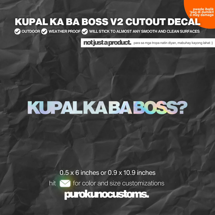 KUPAL KA BA BOSS? VERSION 2 CUTOUT DECAL STICKER | Shopee Philippines