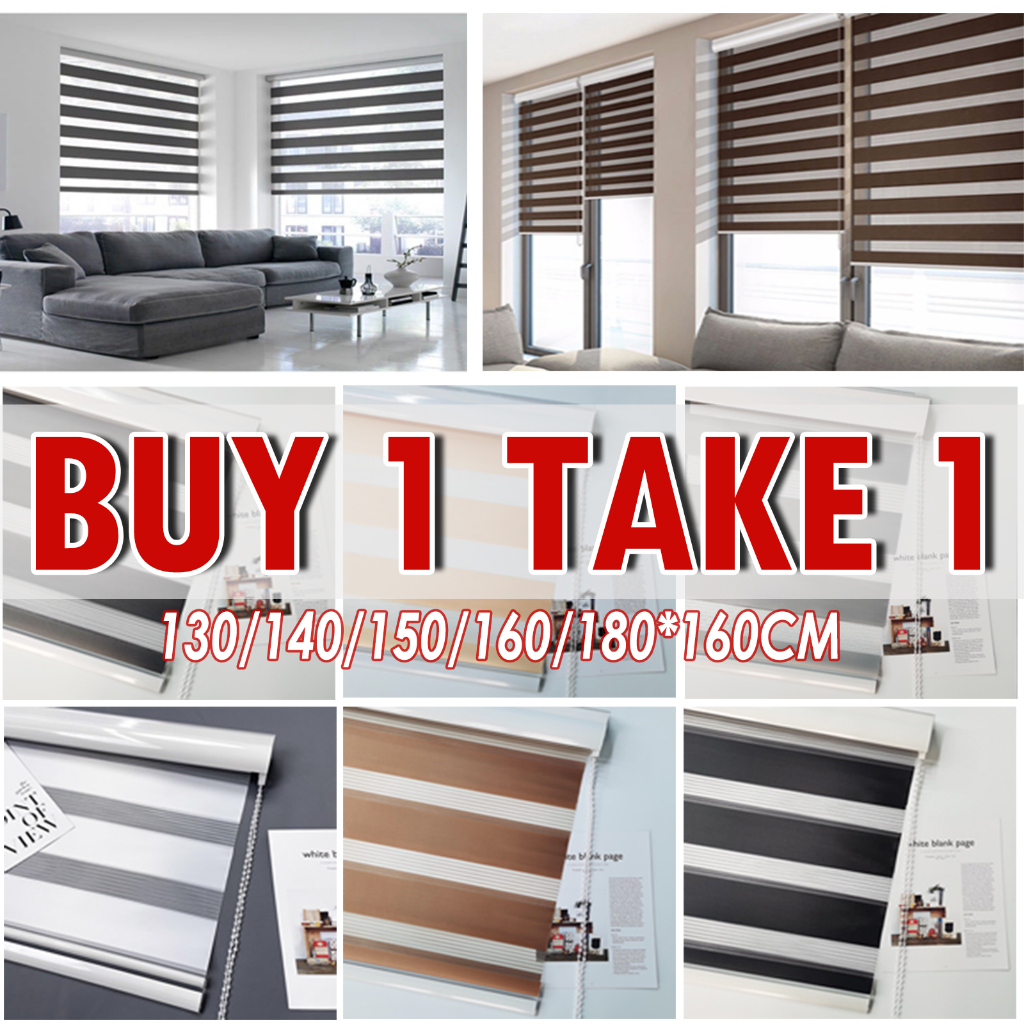 BUY 1 TAKE 1】Korean Modern Blinds for Windows Blackout Venetians Zebra ...