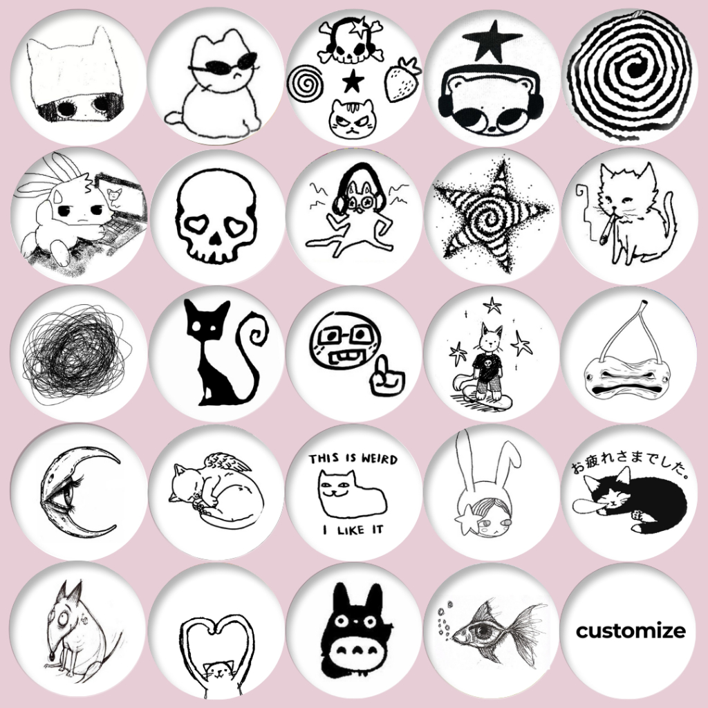 Minimalist Button Pins (Black & White icon) | Shopee Philippines