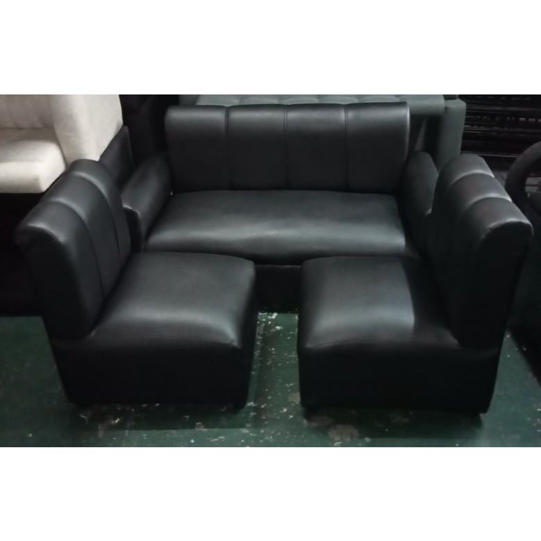 BULCASTER SOFA SET BLACK LEATHER(FREE DELIVERY MANILA) | Shopee Philippines