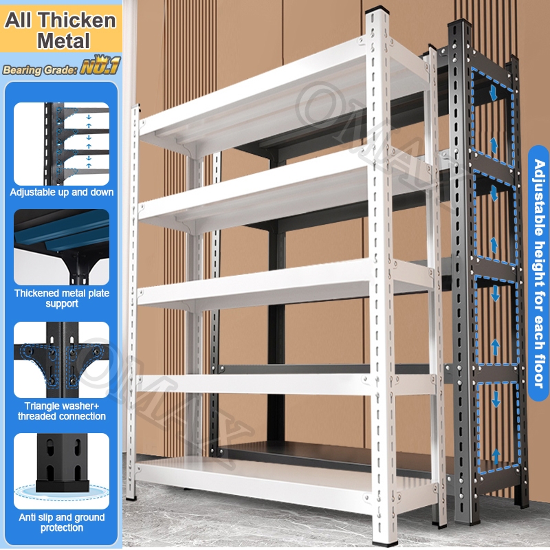 5 Layers Steel Rack Metal Rack Shelf Boltless Organizer Rack Heavy Duty ...