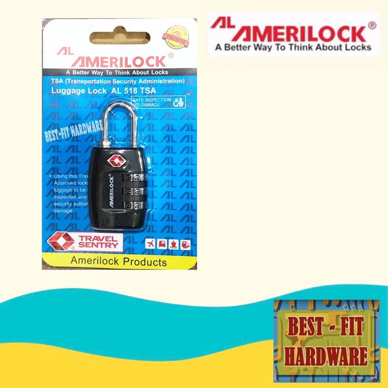 AMERILOCK PAD LOCK - AIRPORT APPROVED Combination Luggage Padlock - TSA ...
