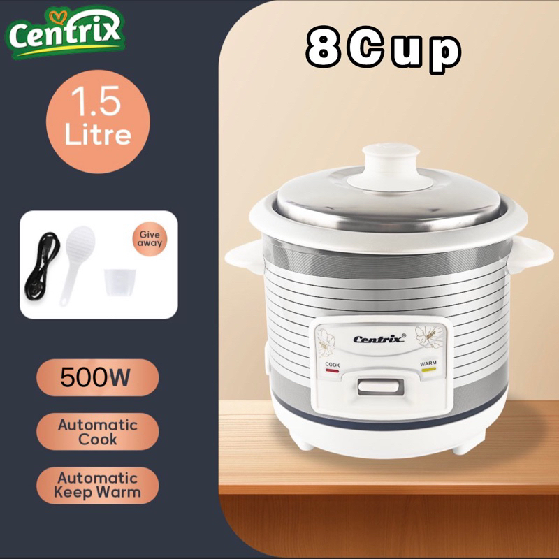 Centrix Rice Cooker 1.5L Aluminum liner Non-Stick Pan 8 Cups CXR-615A ...