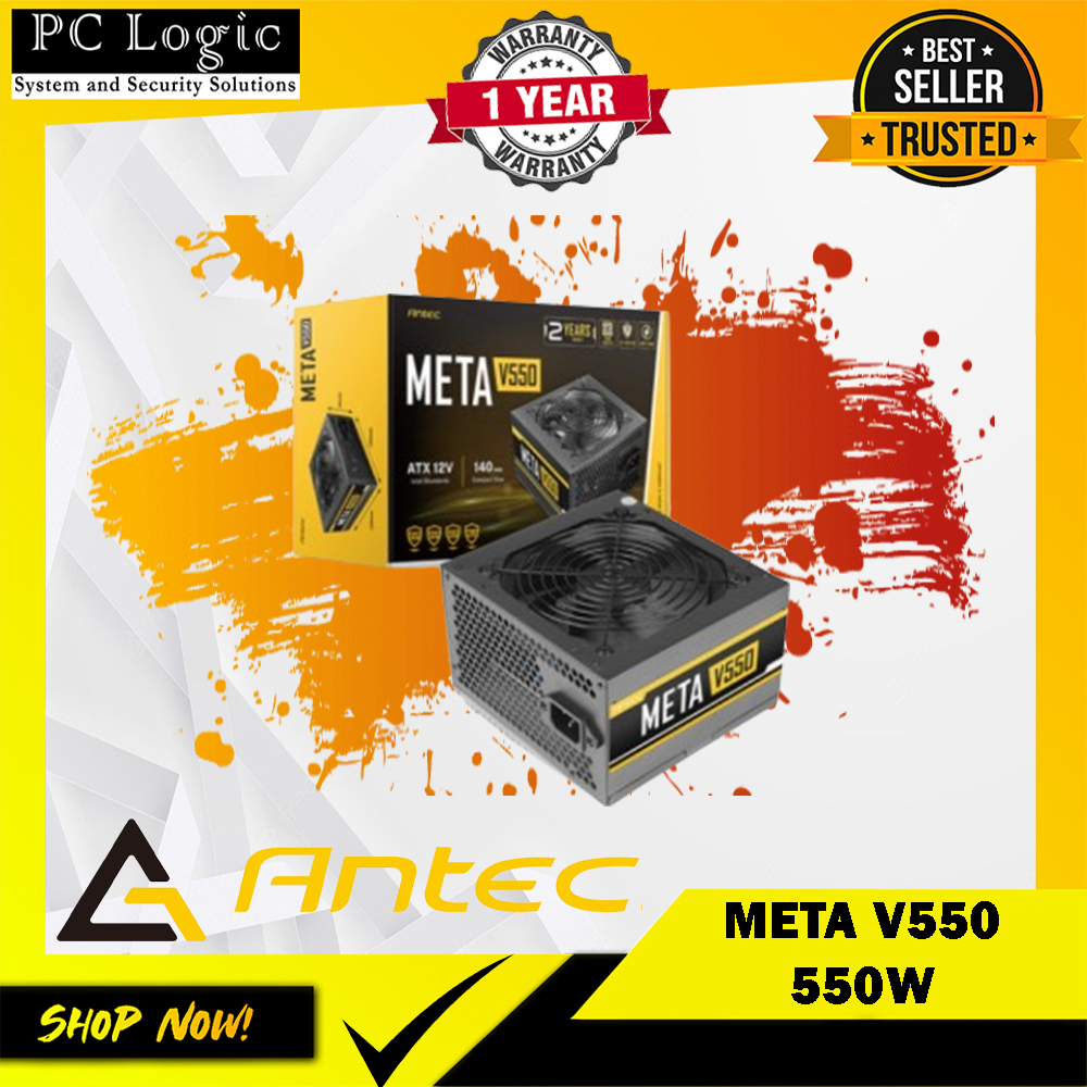 ATOM META V550 550W BLACK NON MODULAR PSU I 120MM SILENT FAN P 20+4X1,PB 4+4X1 , PCIE 6+2X2 SATA ...