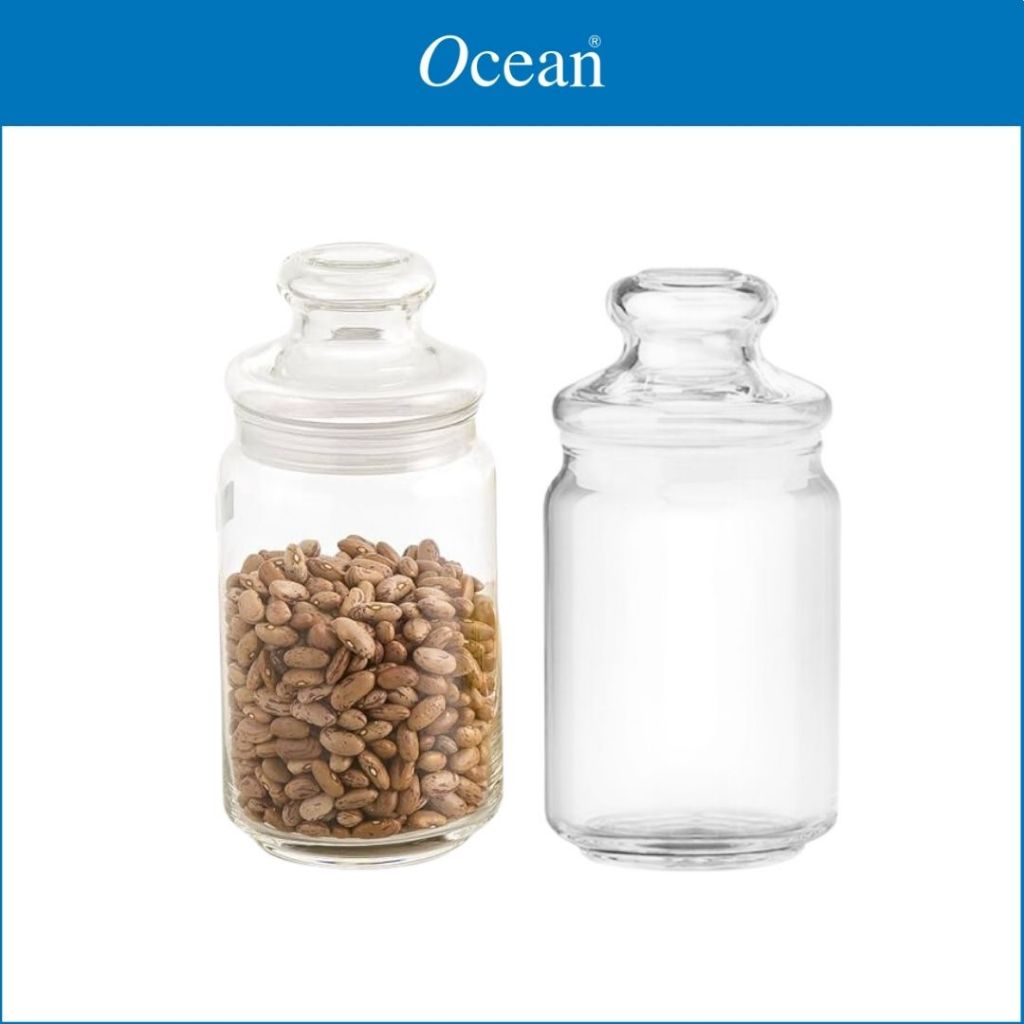 Ocean Glassware Pop Jar with Glass Cover Food Storage Canister ...