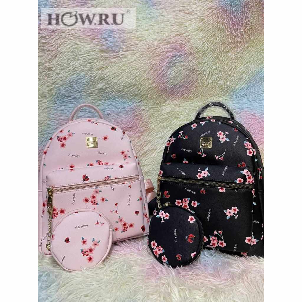 HOWRU AUTHENTIC BACKPACK 2in1 FLORAL PU Leather | Shopee Philippines