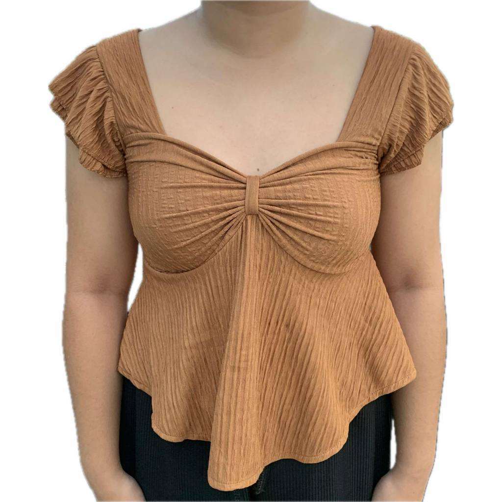 Buy 1 Take 1 Barbara Peplum Top Bark Crepe Fabric Free Size Quality YOU ...