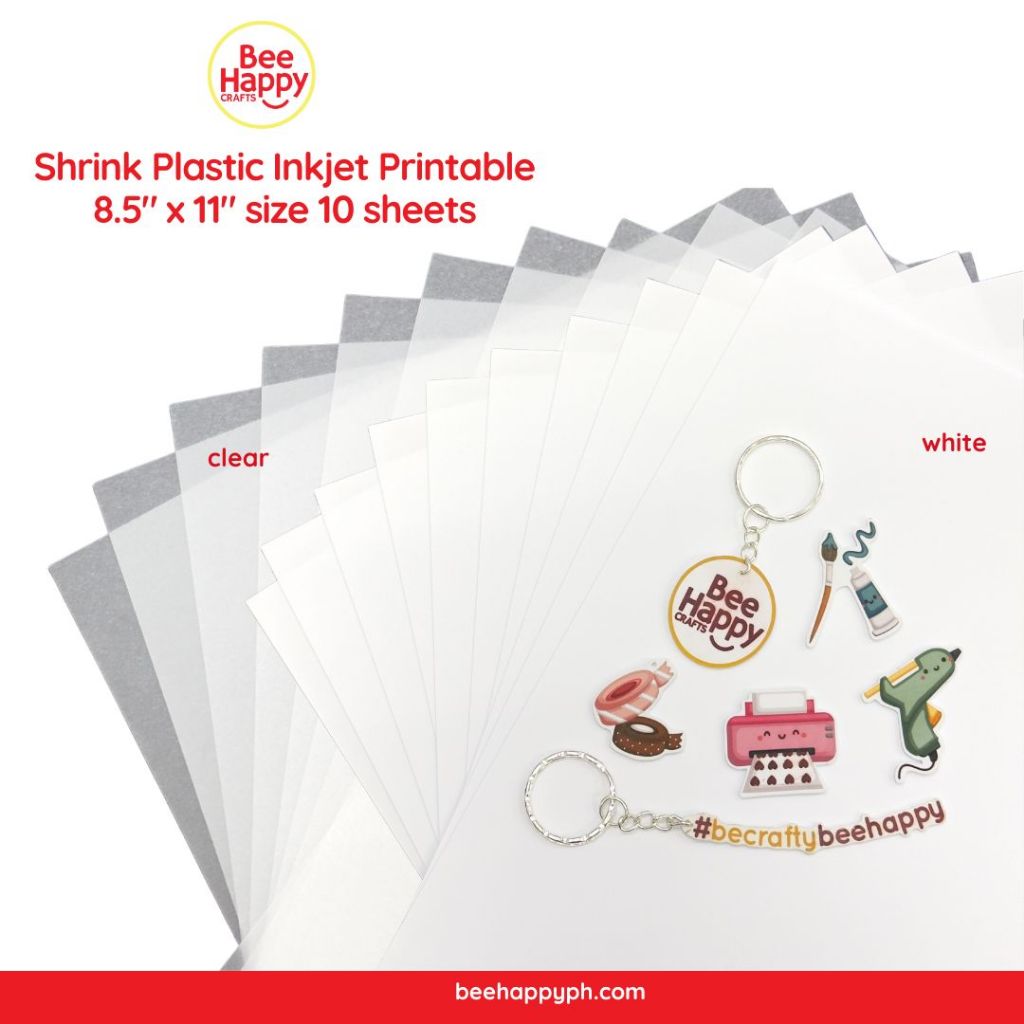 Bee Happy Shrink Plastic Inkjet Printable 8.5" x 11" Size 10 sheets ...
