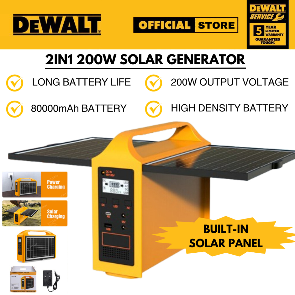 DeWalt 2 In 1 Camping Power Station + Solar Charging Panel Outdoor ...