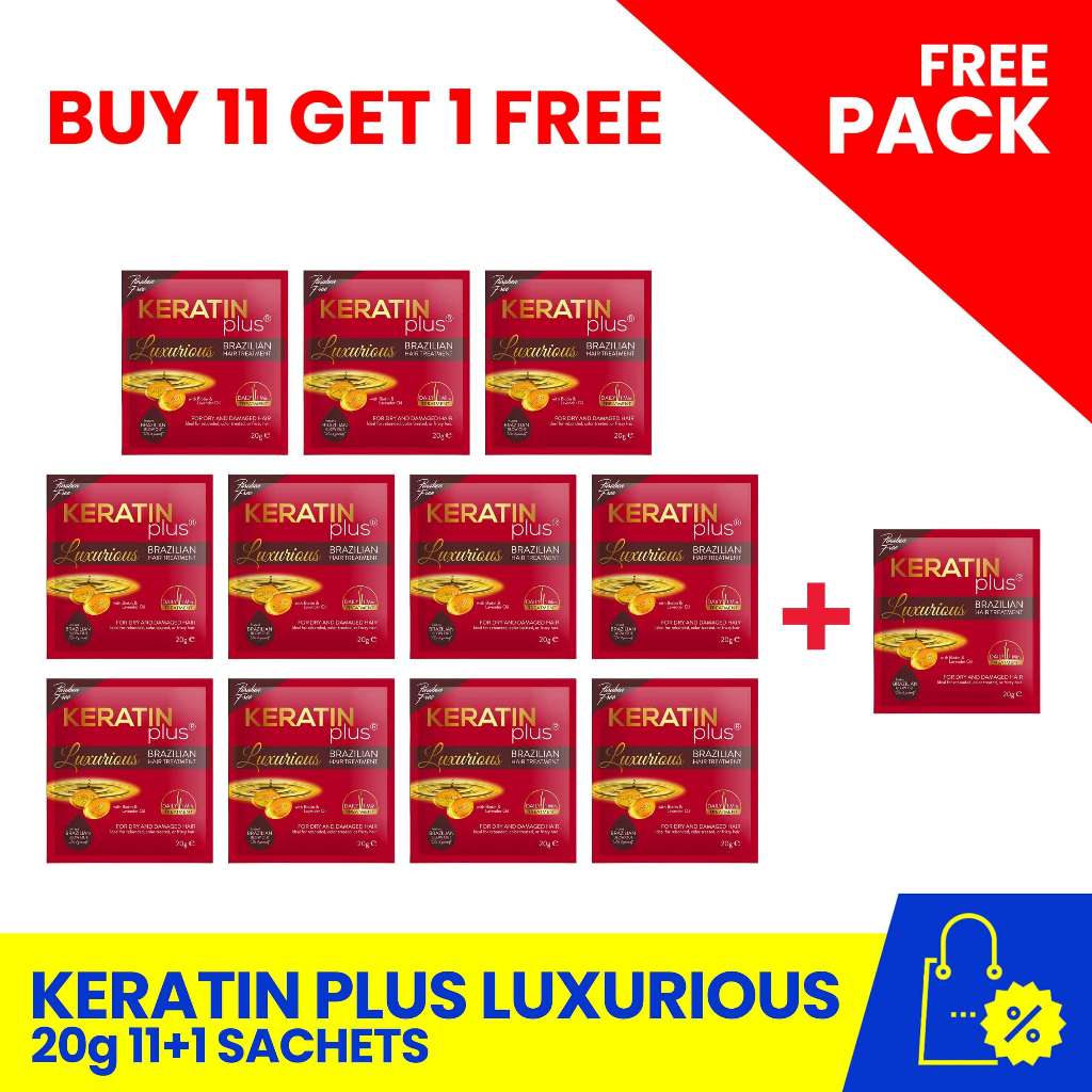 KERATIN PLUS Luxurious Brazilian Hair Treatment 20g 11+1 sachets ...