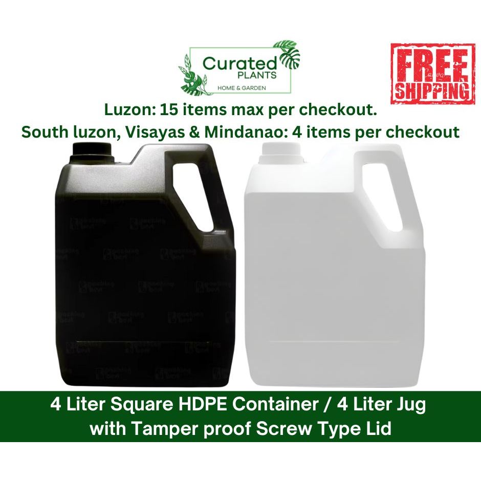 BRAND NEW & EMPTY! 4 Liter Square HDPE Container / 4 Liter Jug With ...