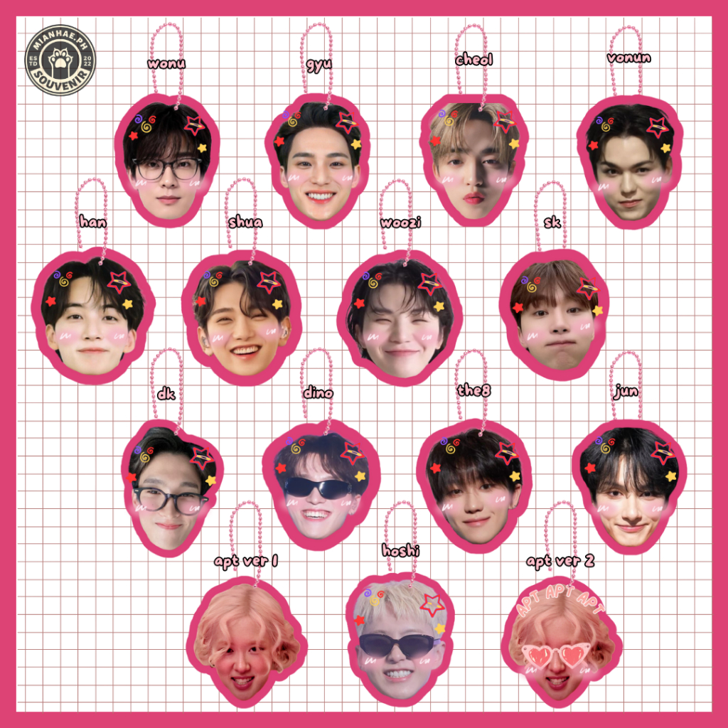 APT INSPIRED SEVENTEEN NCT ENHYPEN BUBBLE HEAD LAMINATED KEYCHAINS ...