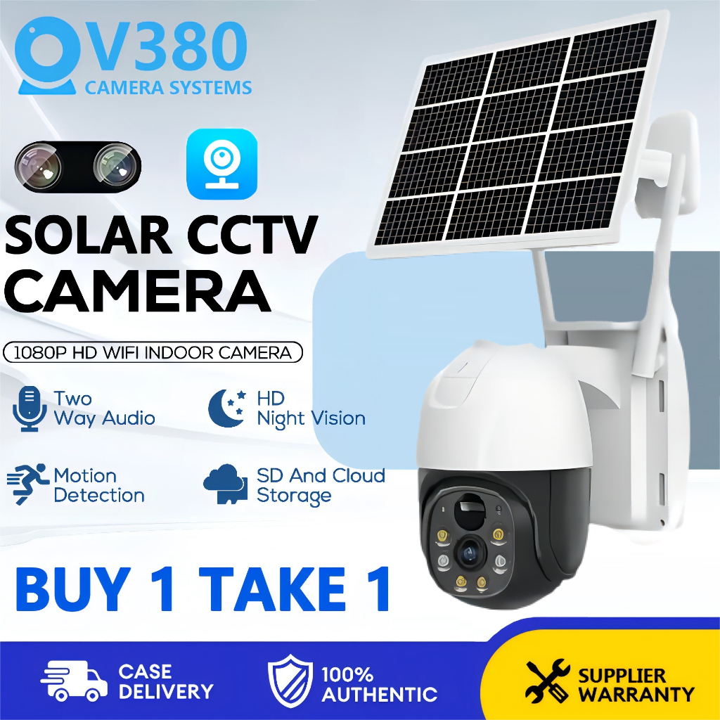 V380 Pro Solar Battery Powered CCTV Camera Outdoor Waterproof 16MP HD ...