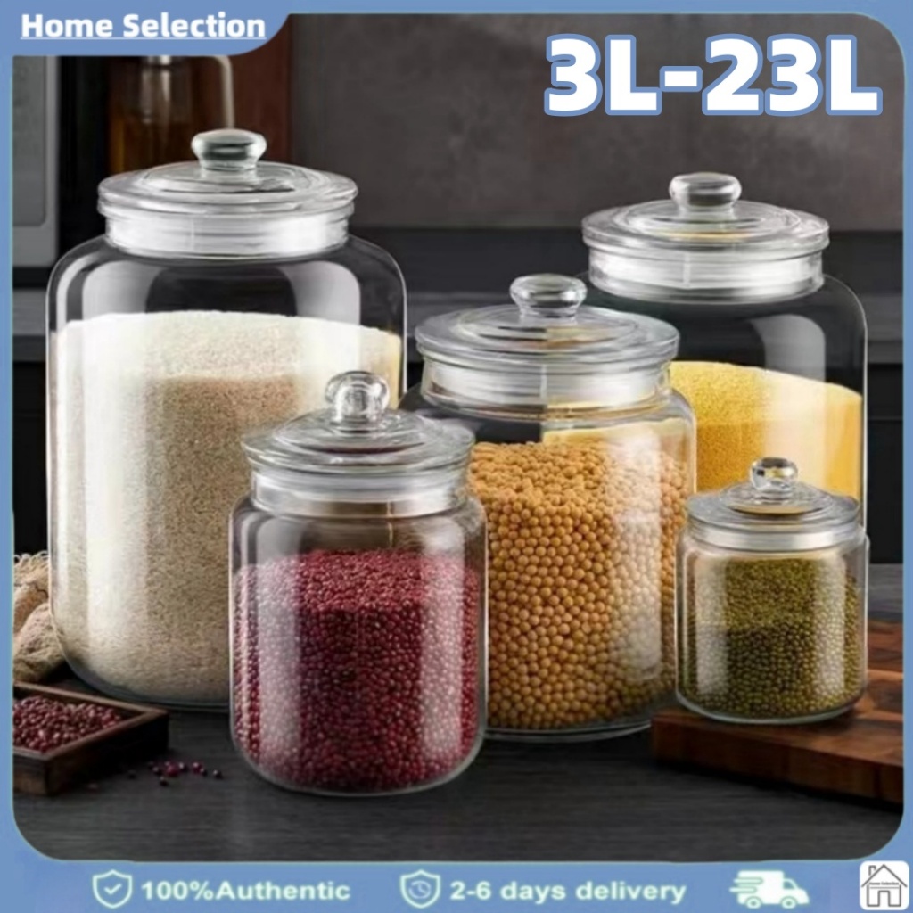 Big glass jars container for rice clay jar with lid food storage ...