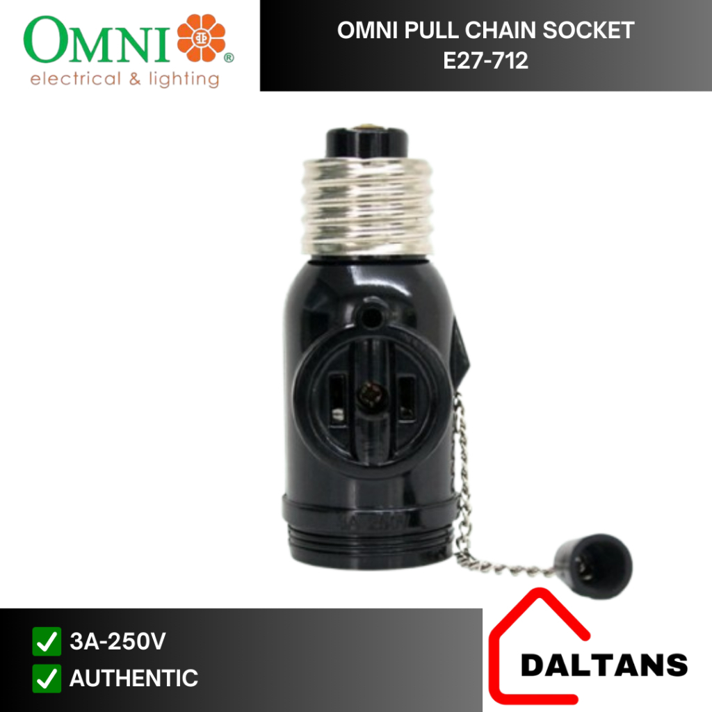 OMNI PULL CHAIN / CHAIN PULL E-27 SOCKET W/ 2 FLAT PIN OUTLETS E27-712 ...