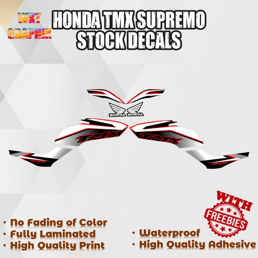 HONDA TMX SUPREMO STOCK DECALS (WATERPROOF, LAMINATED, FADE PROOF ...