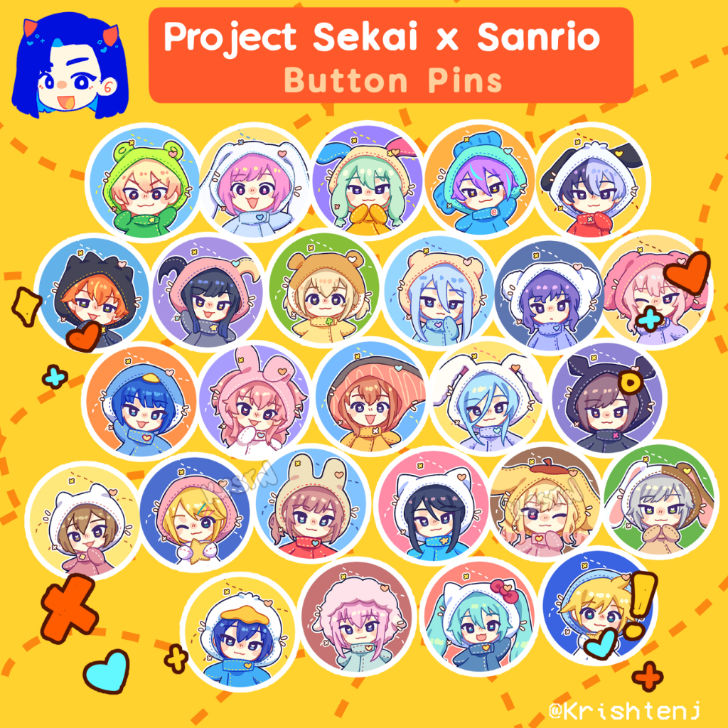 Project Sekai: Sanrio Collab Glitter Button Pins : Krishten | Shopee ...