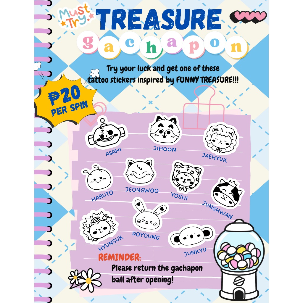 TREASURE INSPIRED MEMBER NAMES AND TRUZ SET TEMPORARY TATTOO STICKERS ...