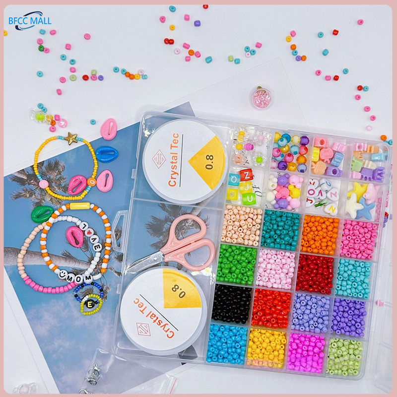 24 grid beads 24 solid color millet beads Glass beads 2 3mm bead ...