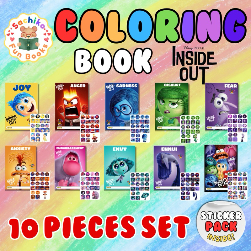 INSIDE OUT DISNEY PIXAR COLORING BOOK WITH STICKER PACK SACHIKO FUN ...