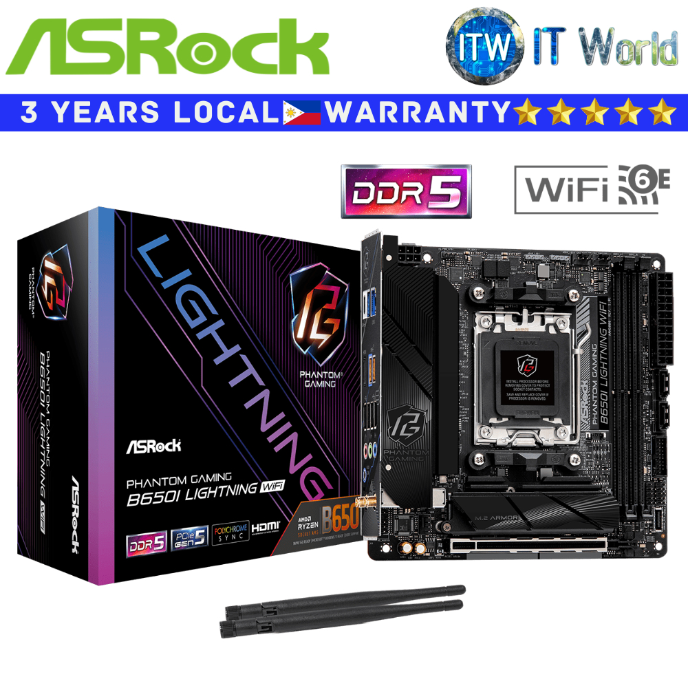 Itw | ASRock Motherboard B650I Lightning Wifi mini-ITX AM5 DDR5 ...