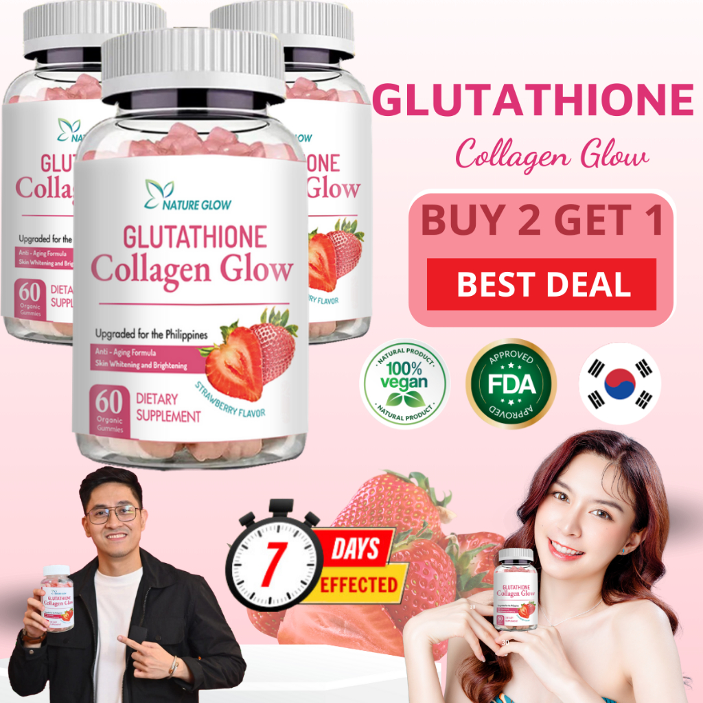 NATURE GLOW Glutathione Glow Collagen Gummies Anti-Aging Whitening Skin ...