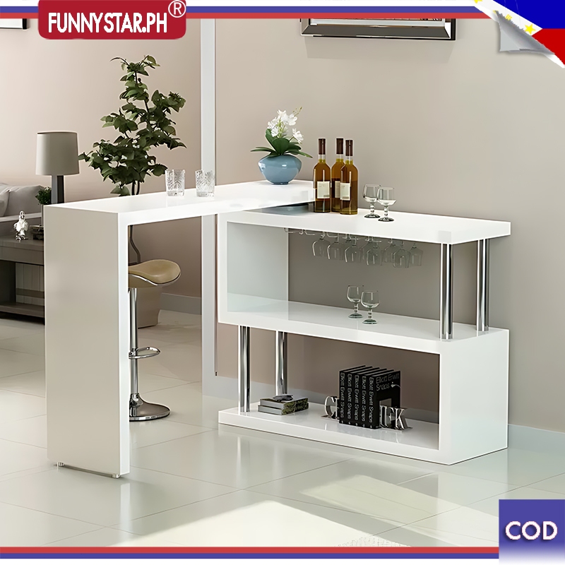 COD 360° Rotating Computer Table Study Desk 3-layer Bookshelf Office ...
