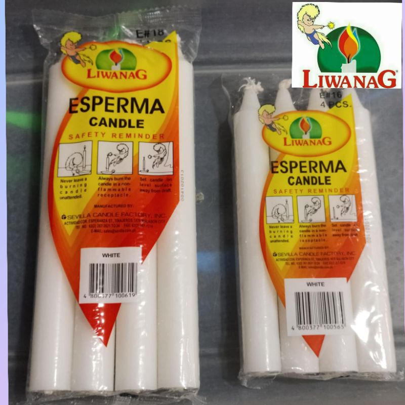 Liwanag Esperma E#16 and E#18 White Candle Kandila || Sold by 4 pieces ...