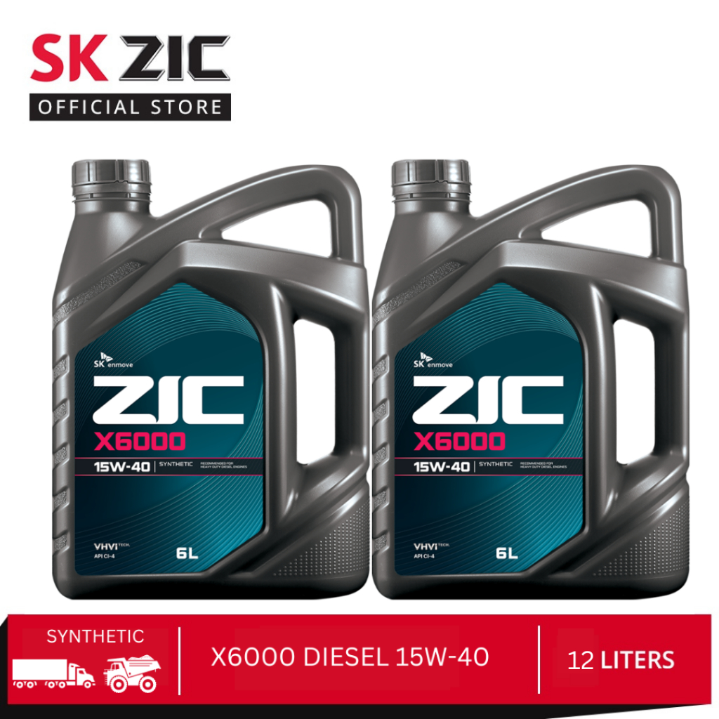 SK ZIC X6000 15W-40 12 Liters Synthetic Heavy Duty Diesel Engine Oil ...