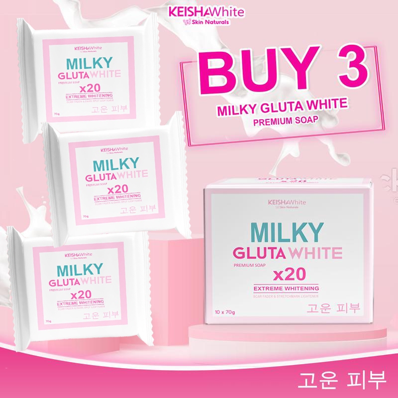 3 Pcs MILKY GLUTA WHITE X20 EXTREME WHITENING SOAP [GLUTATHIONE ...