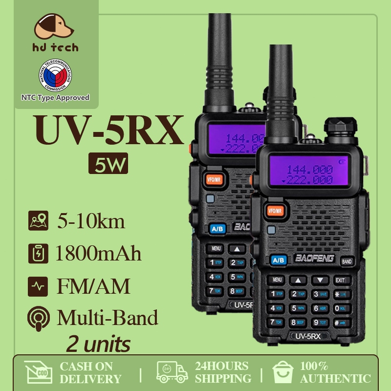 Baofeng UV-5RX Walkie Talkie 2Set FM Radio AM Multi-Band UHF VHF Long Range 10KM Two Way Radio ...