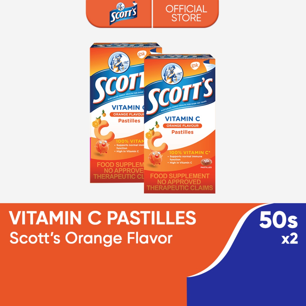 Scott's Pastilles Orange 50s (Pack of 2) with 100% Vitamin C Helps ...