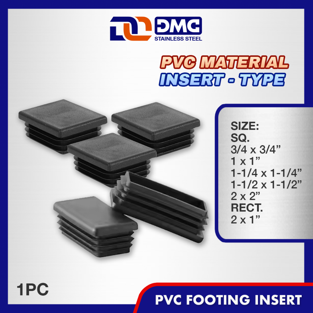 1PC PVC Footing Insert Tubular Footing Square Tube Rectangular Tube ...