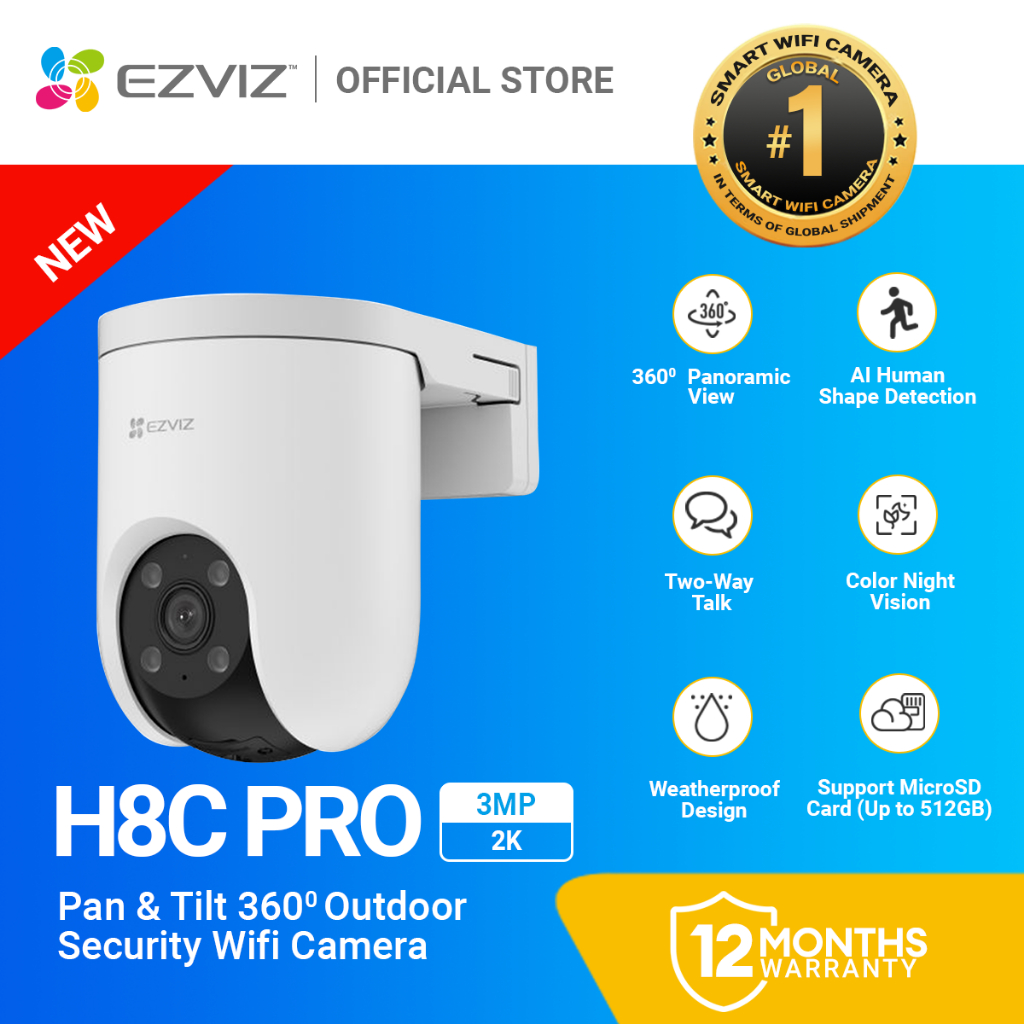 EZVIZ H8c Pro 2K/3MP wireless WiFi Outdoor CCTV Camera waterproof IP Camera with audio | Shopee ...
