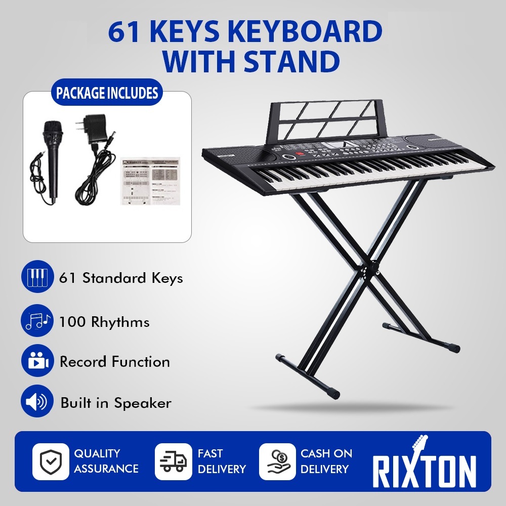 RIXTON 61-Key Digital Electric Piano Keyboard Portable Electronic ...