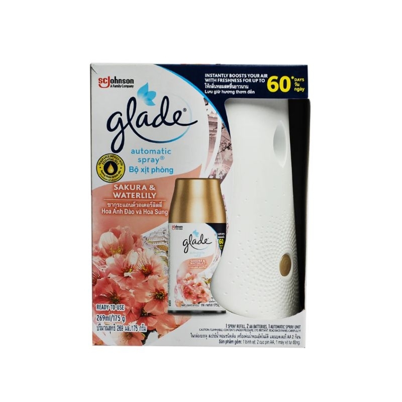 Glade Automatic Spray Unit With Sakura & Waterlily Refill Fragrance ...