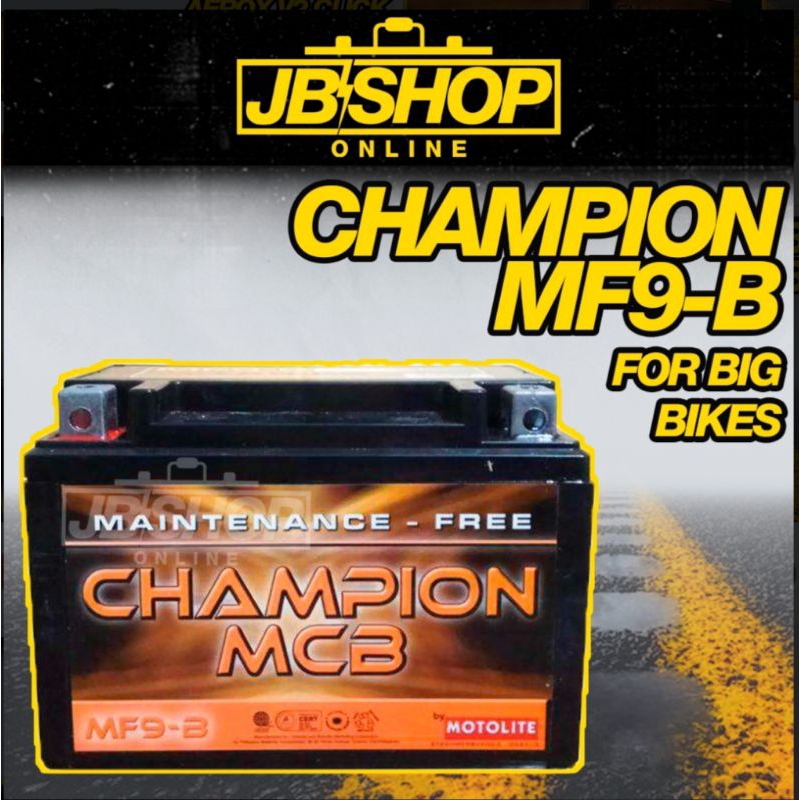 CHAMPION MF9-B Maintenance Free PRODUCT OF MOTOLITE YTX9-BS YTX9 FOR BIG BIKES | Shopee Philippines
