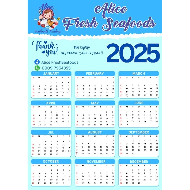 CUSTOMIZED CALENDAR 2025 A4size Poster type calendar for Giveaways ...