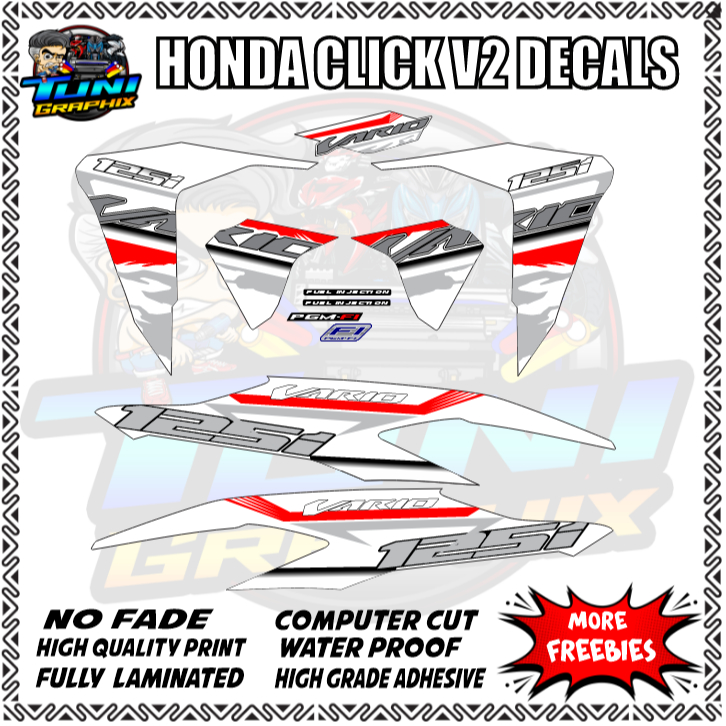 HONDA CLICK 125 V2 NEW VARIO CAMO DECALS WHITE SERIES (HIGH QUALITY ...