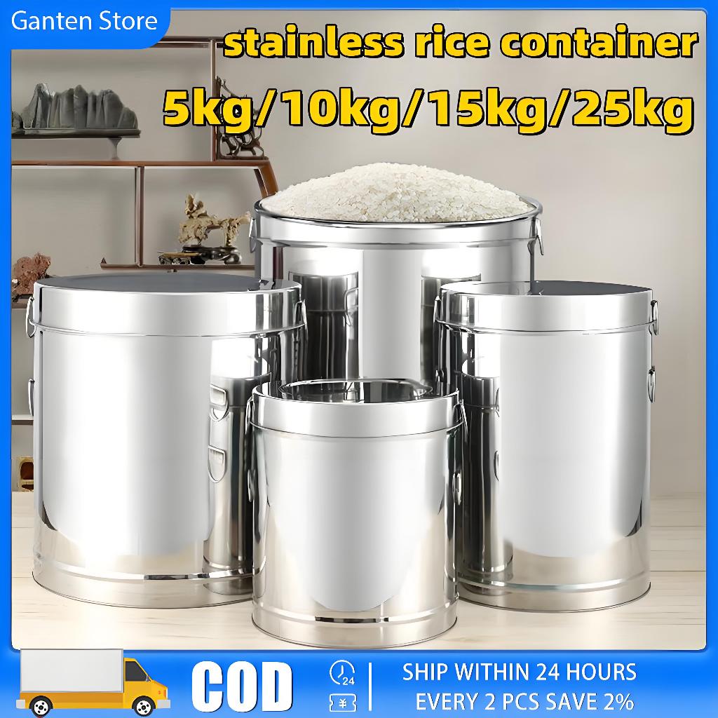 Stainless Steel Rice Dispenser 10kg/25kg/50kg Food Container Storage ...