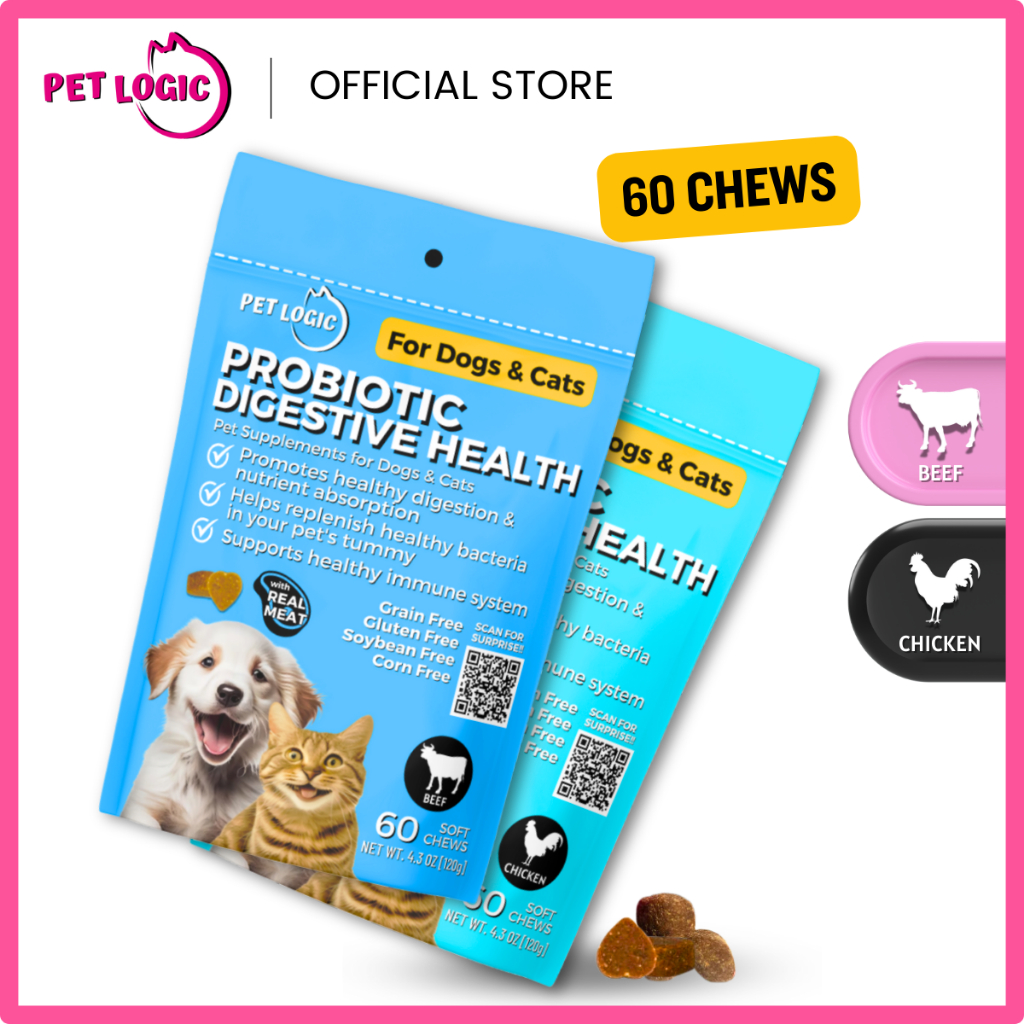 Pet Logic Probiotic Digestive Health 120g Dog & Cat Treats Supplement ...
