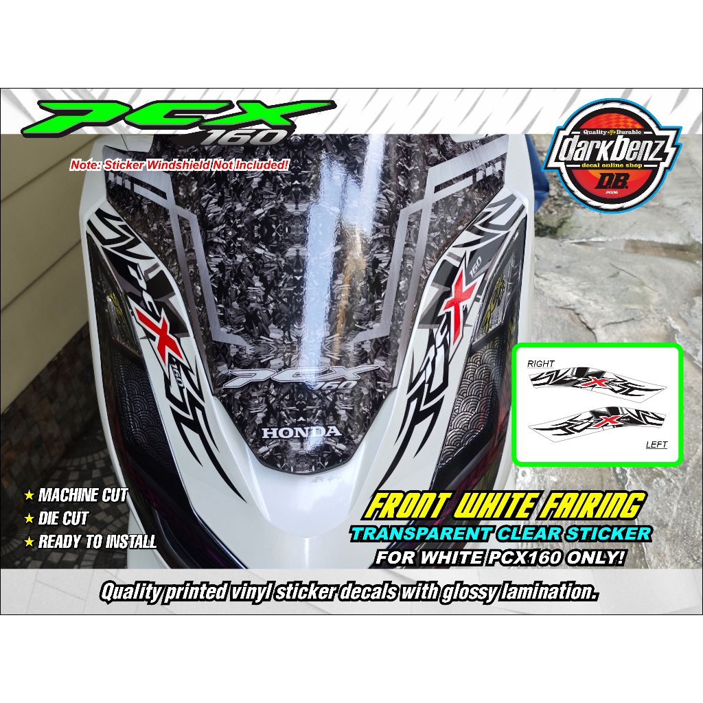 Honda PCX 160 Transparent Clear Printed Sticker Decals for White ...