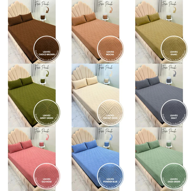 NO LUKOT EMBOSSED2 LEAVES Bedsheet with FREE POUCH embossed bedsheet ...