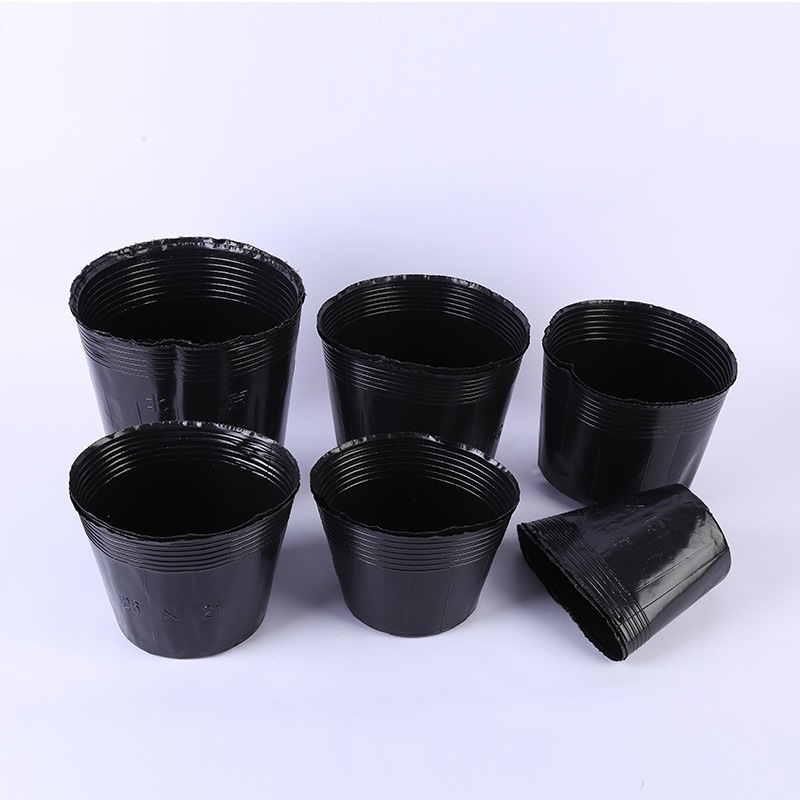 FAMILIFE 50pcs Black Nursery Pot Plastic Soft Pots Seedling Container ...
