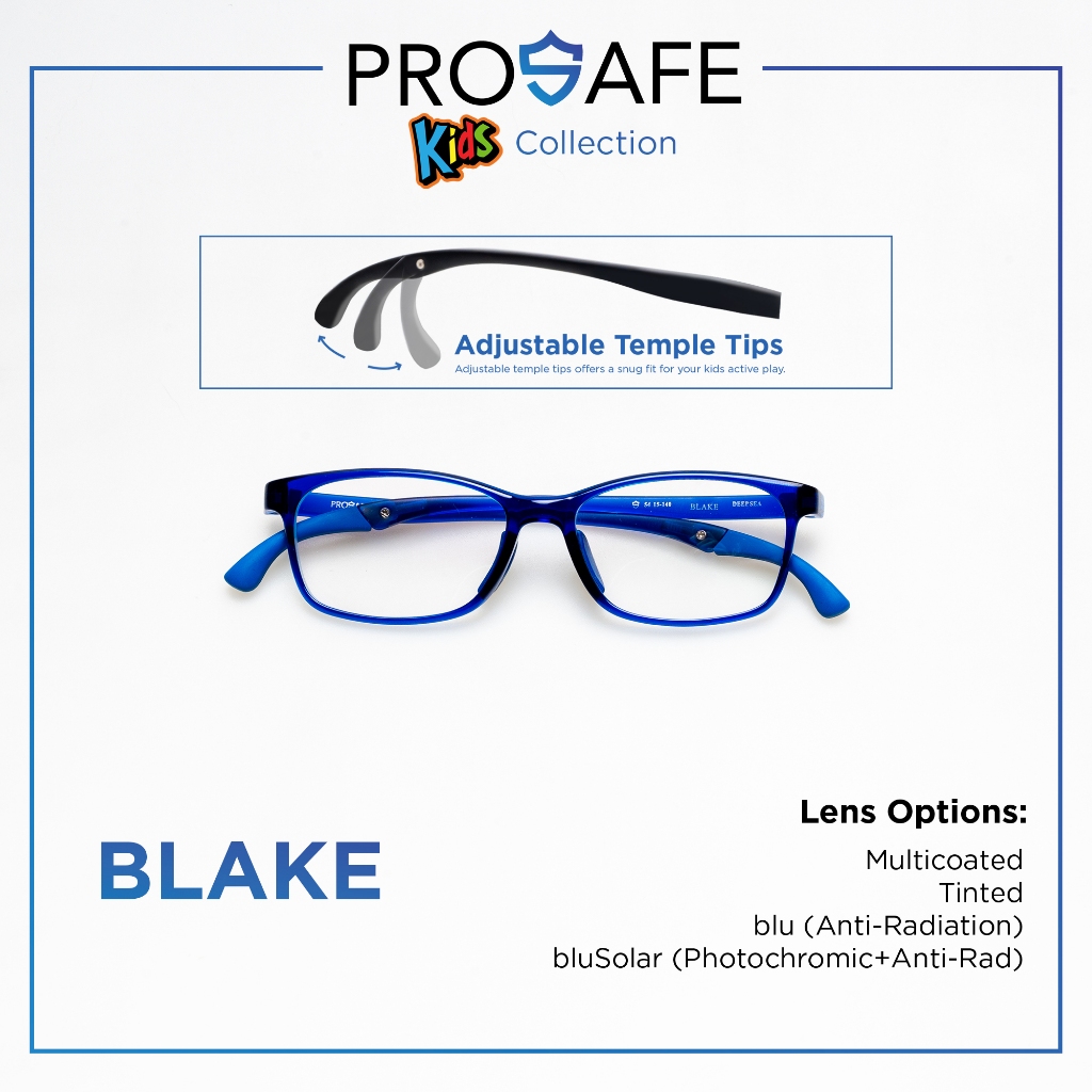 ProSafe Kids Blake (Flexible Kids Eyeglasses) choice of Tinted/Anti-Rad/Photochromic Lens ...