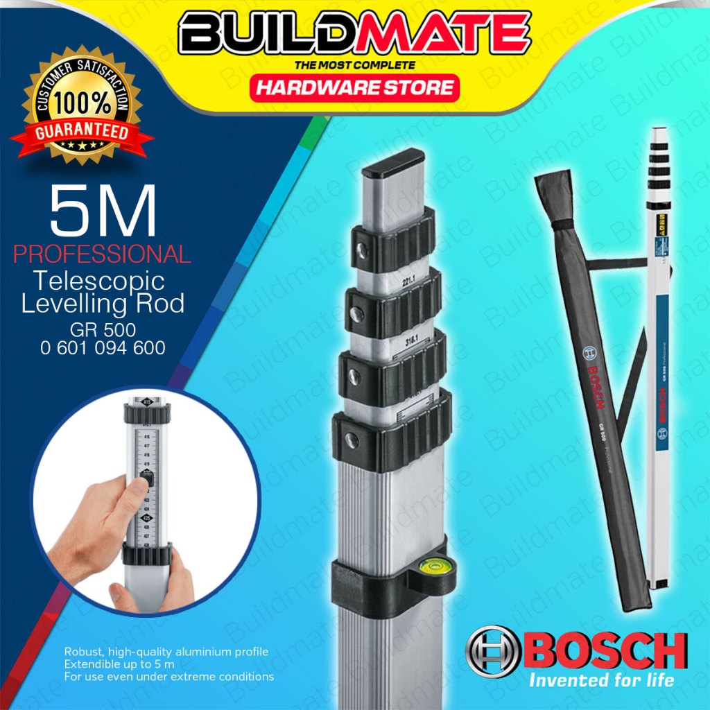 BUILDMATE Bosch Professional 5-Meters Telescopic Levelling Rod ...
